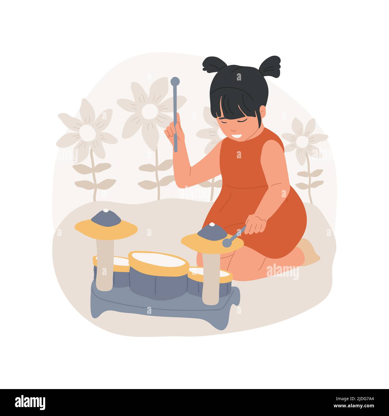 Play toy drum isolated cartoon vector illustration. Child playing drums ...