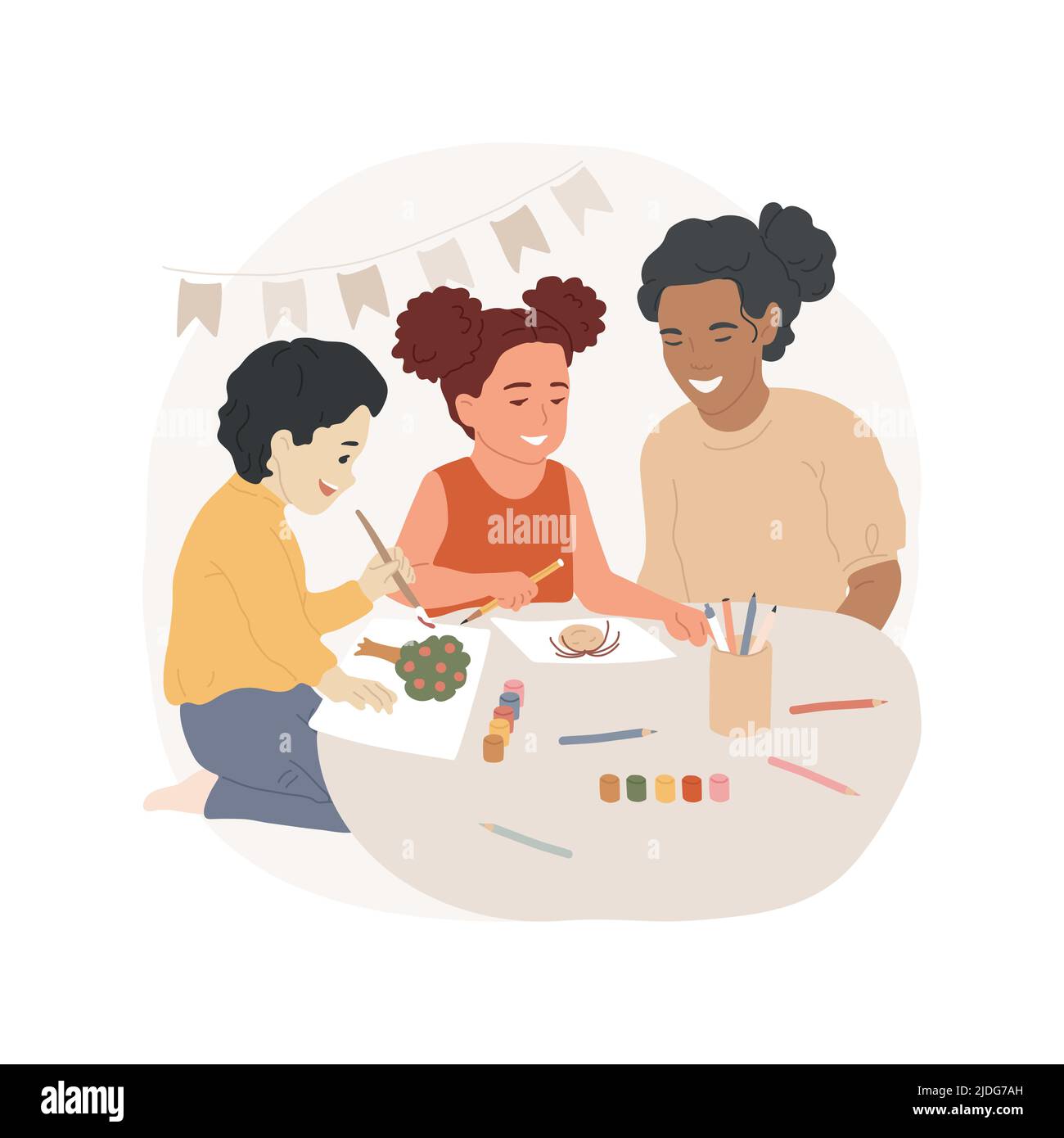 Drawing lessons isolated cartoon vector illustration. Painting lesson ...