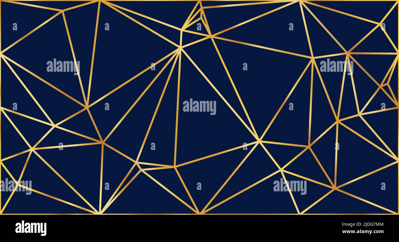 Abstract low poly with gold lines background illustration. Low poly ...