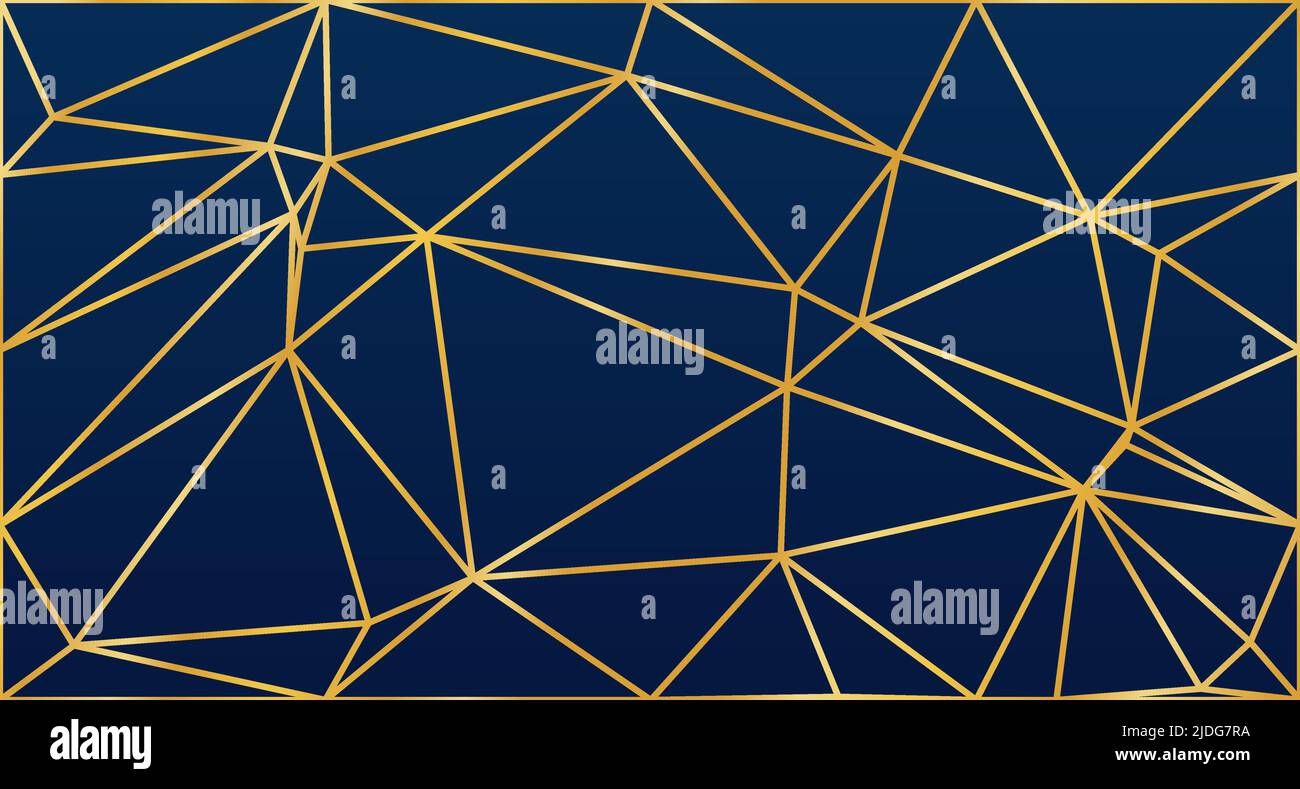 Abstract low poly with gold lines background illustration. Low poly ...