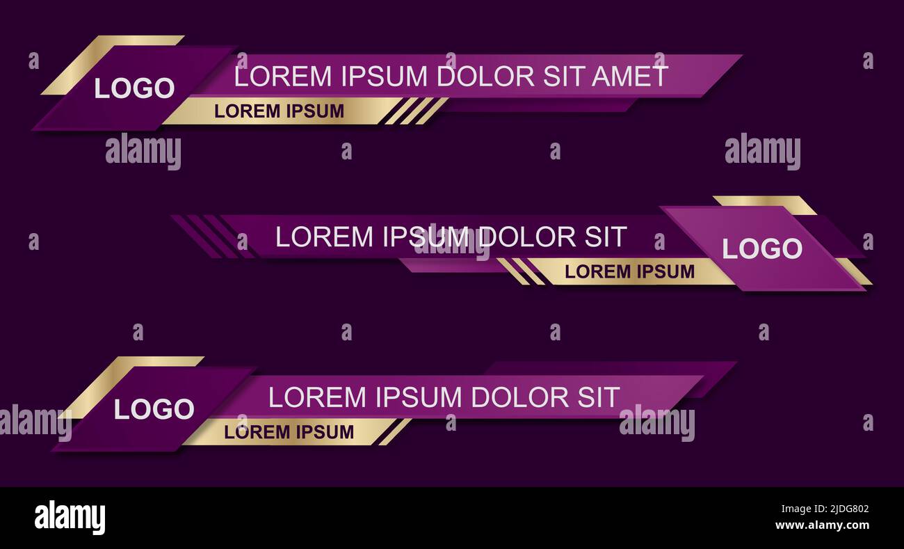 Modern geometric lower third banner template design. Colorful lower thirds set template vector ...