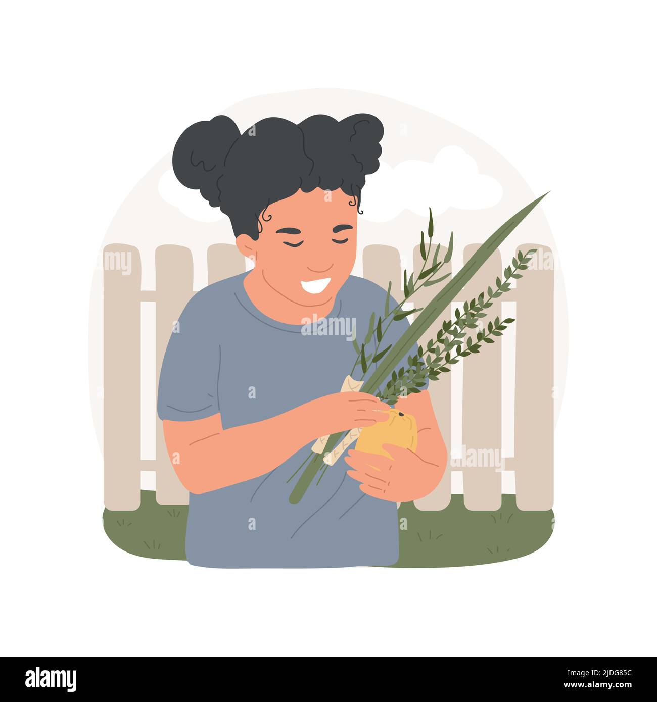Sukkot isolated cartoon vector illustration. Jewish little girl ...
