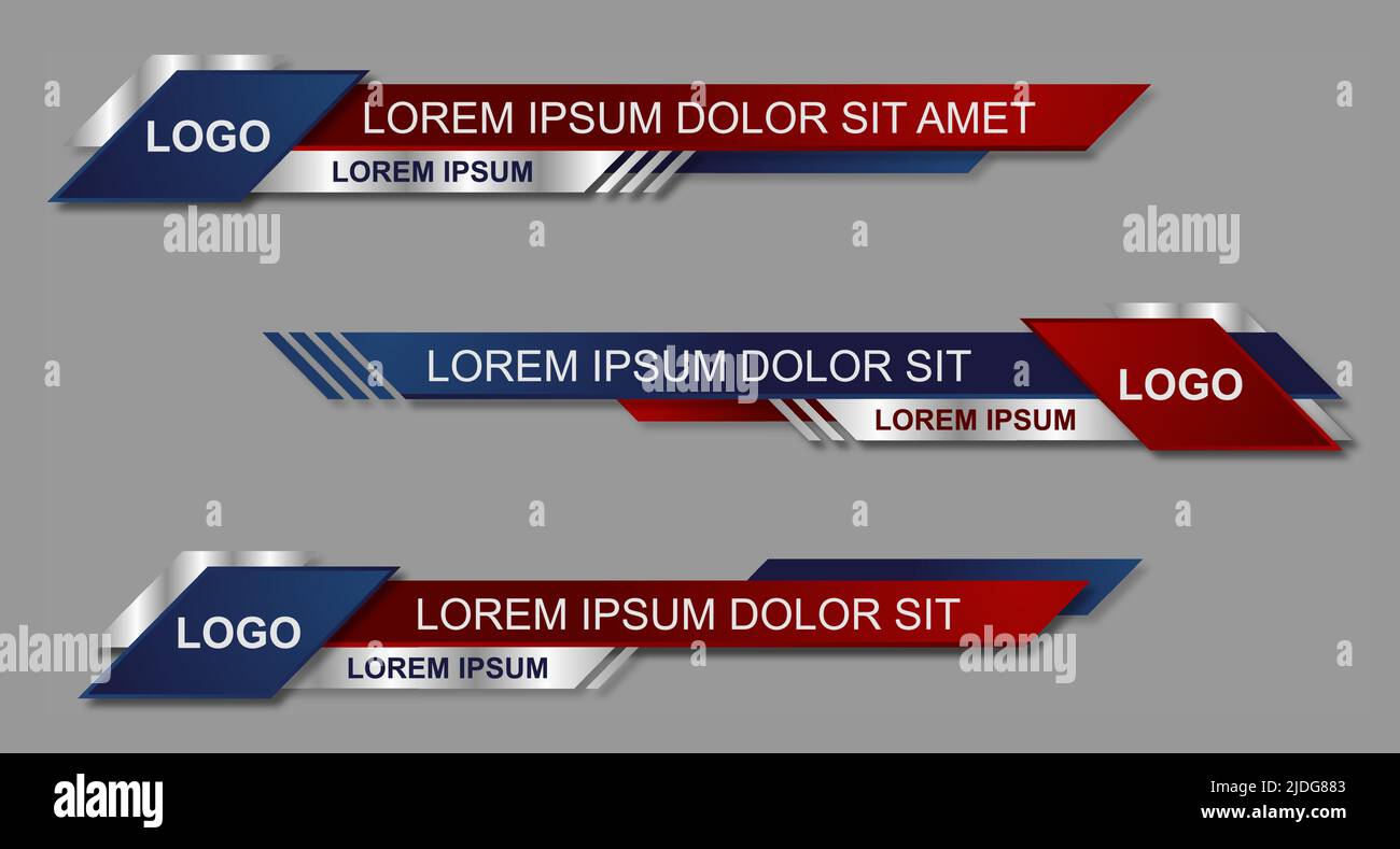 Modern geometric lower third banner template design. Colorful lower thirds set template vector ...