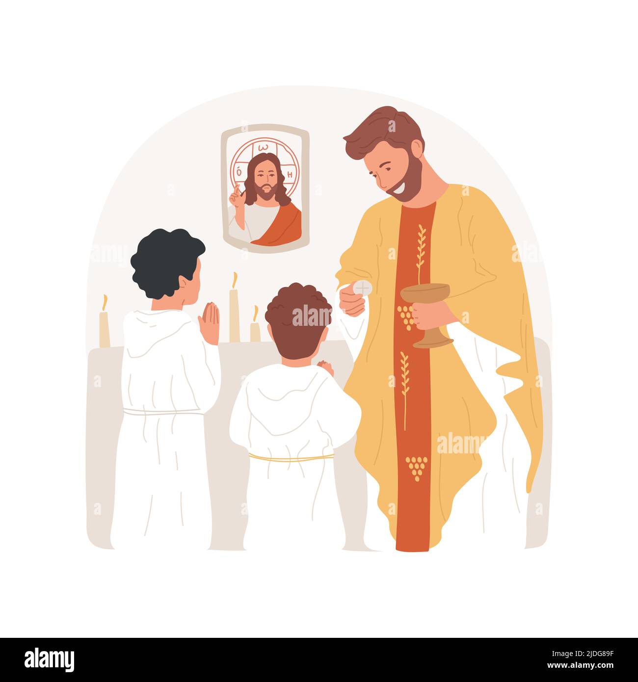 The Eucharist isolated cartoon vector illustration. Kids going to their ...