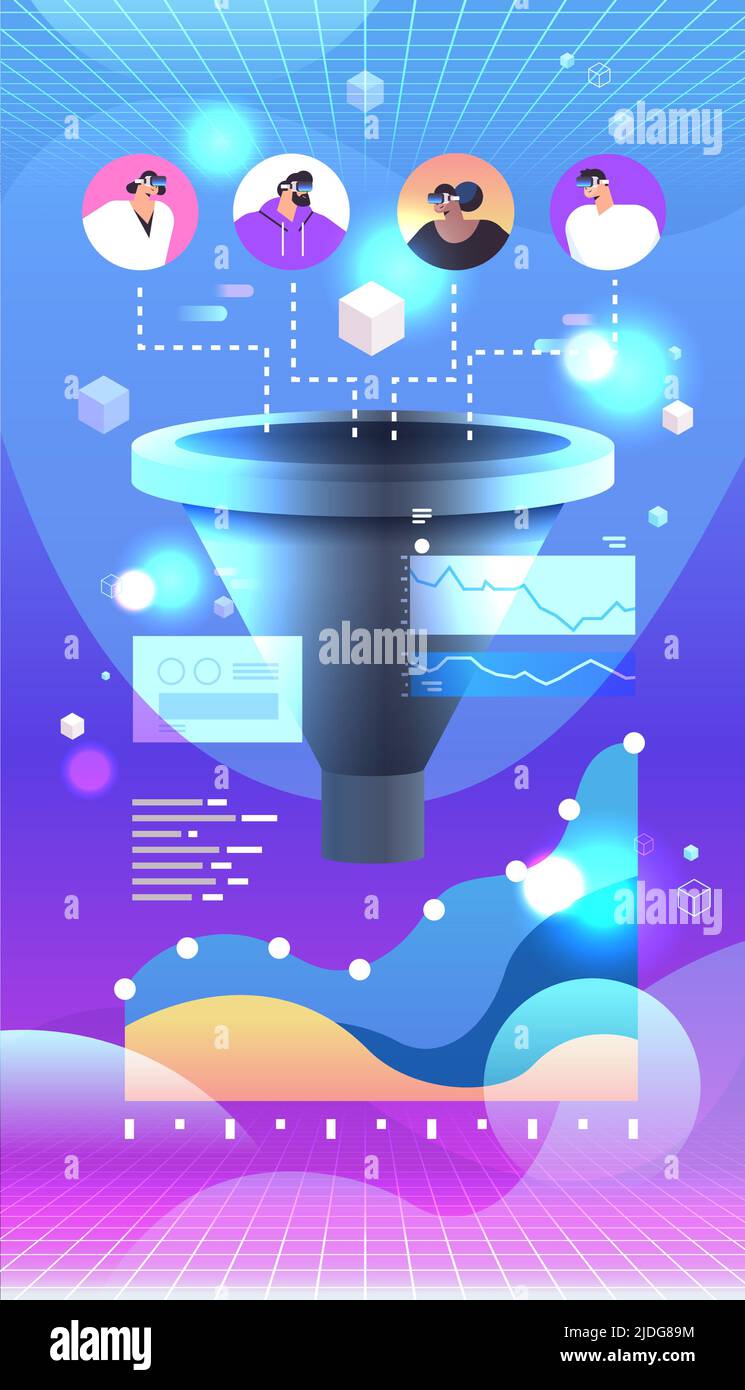 mix race customers or employees wearing digital glasses metaverse ...