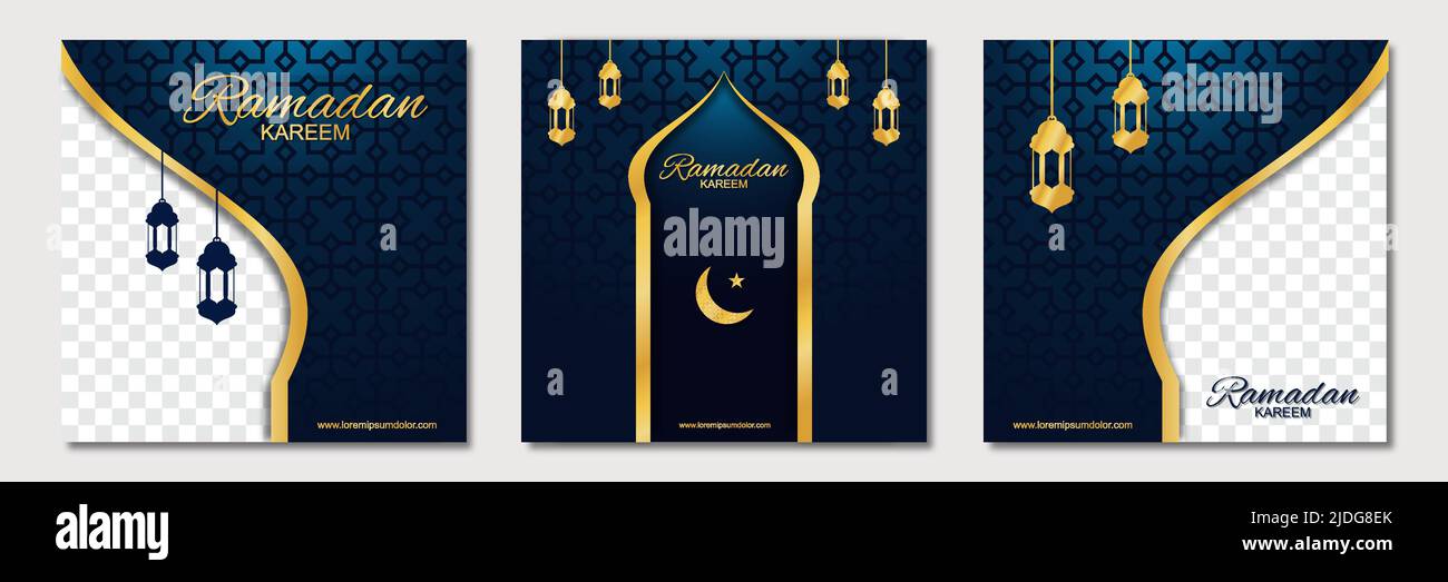 Set of ramadan square banner template design with a place for photos ...