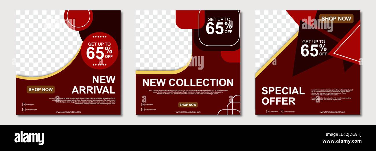 Set of square banner template design with a place for photos. Suitable ...
