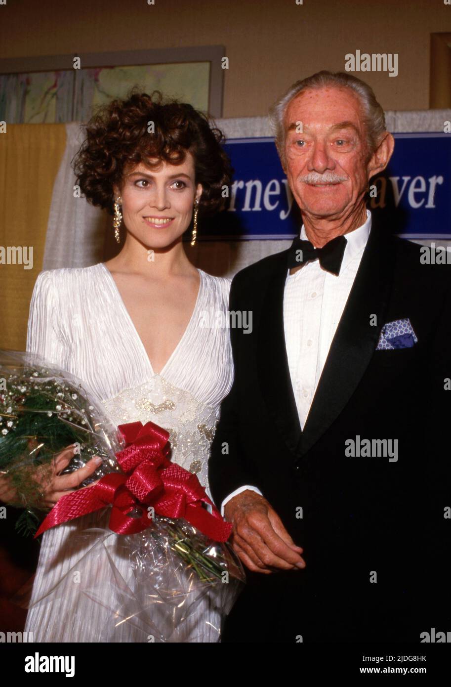 Sigourney Weaver and father Pat Weaver October 27, 1986 Credit: Ralph Dominguez/MediaPunch Stock ...