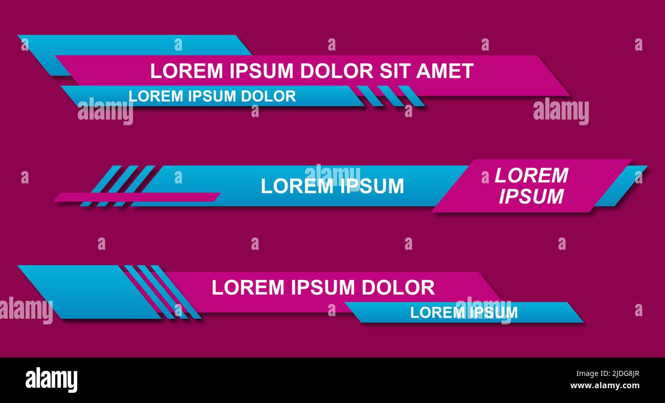 Modern geometric lower third banner template design. Colorful lower thirds set template vector ...
