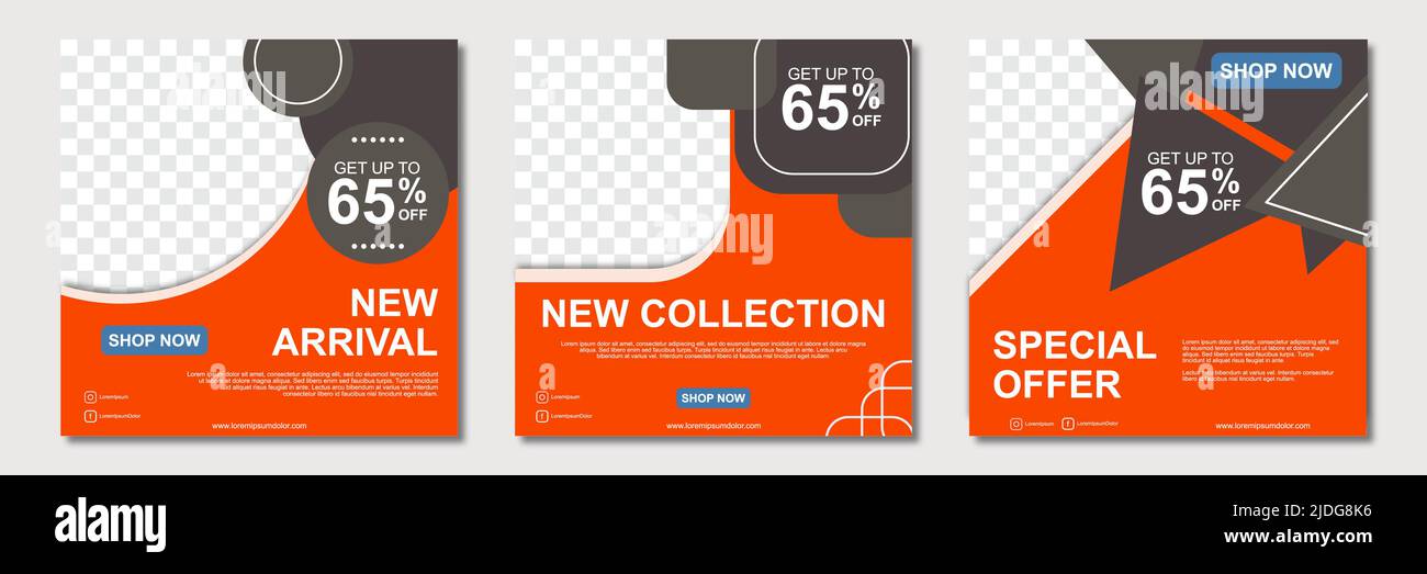 Set of square banner template design with a place for photos. Suitable ...