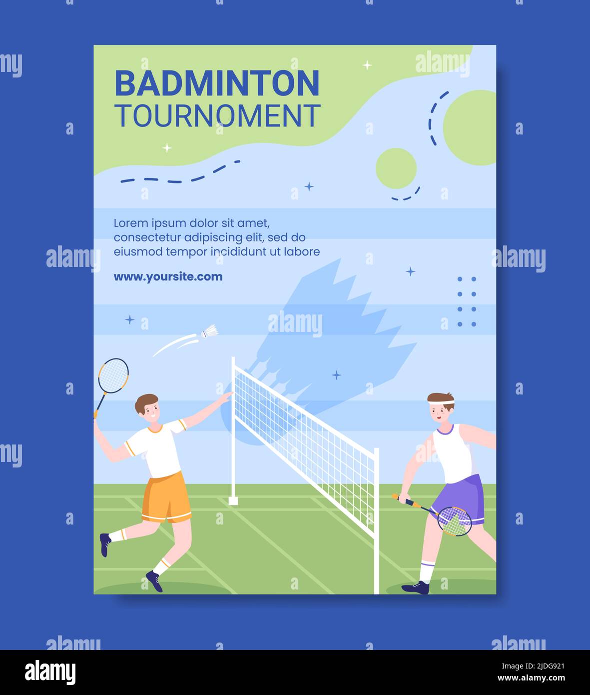 Badminton Sport Competition Social Media Poster Template Cartoon ...