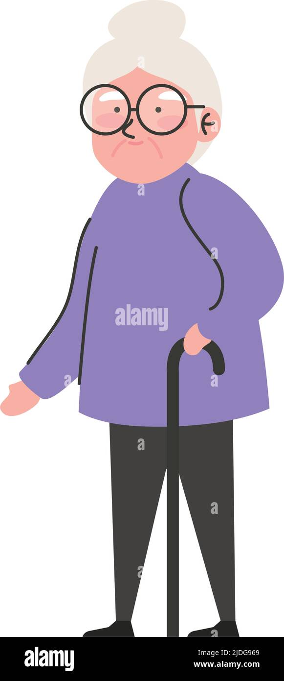 grandmother walking with cane Stock Vector Image & Art - Alamy