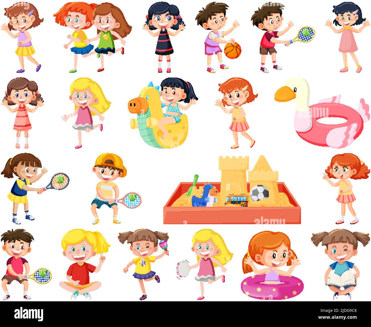 Set of children doing different activities illustration Stock Vector ...
