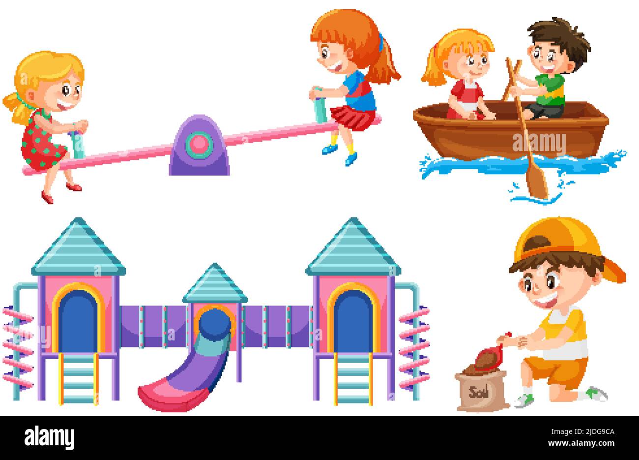 Set of children doing different activities illustration Stock Vector ...