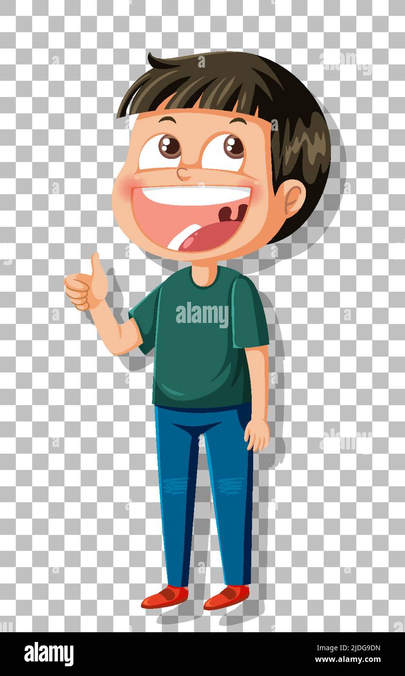 Happy boy cartoon character on grid background illustration Stock ...