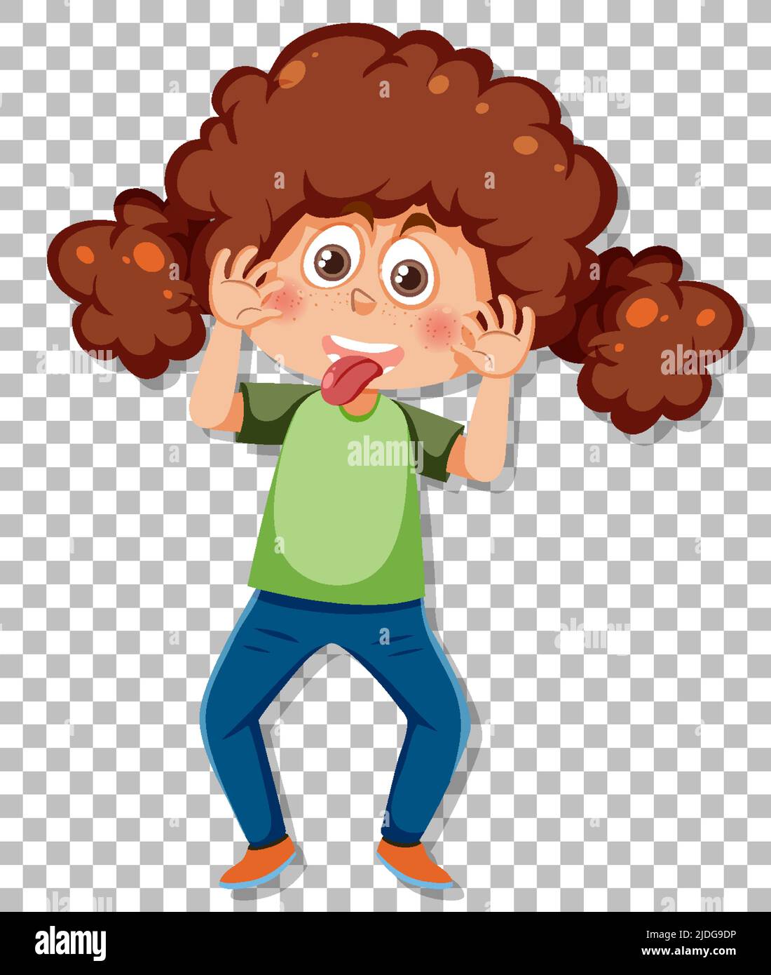 Cheecky girl cartoon character on grid background illustration Stock Vector Image & Art - Alamy