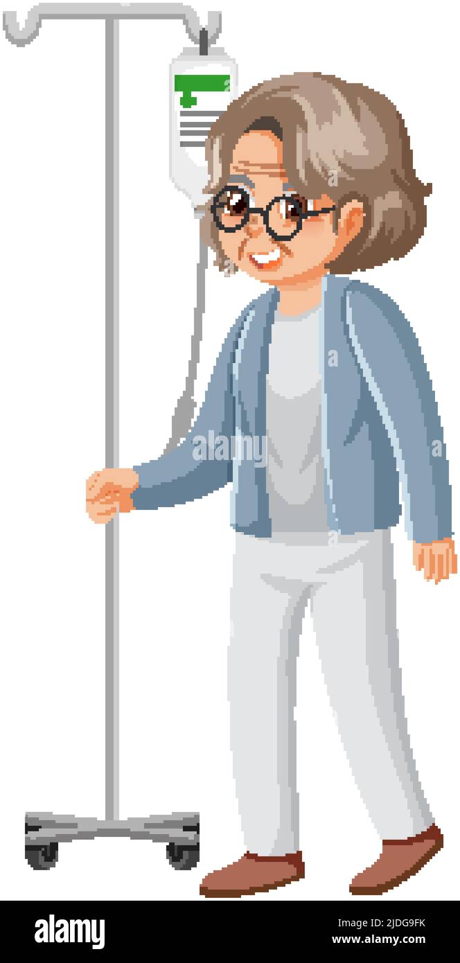 Elderly woman with intravenous fluid illustration Stock Vector Image ...
