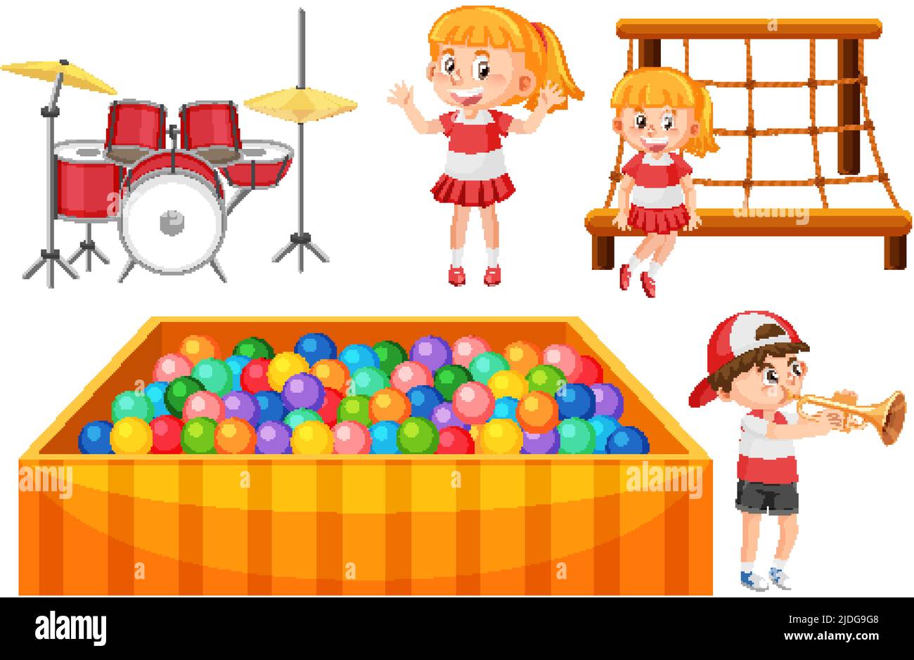 Set of children doing different activities illustration Stock Vector ...