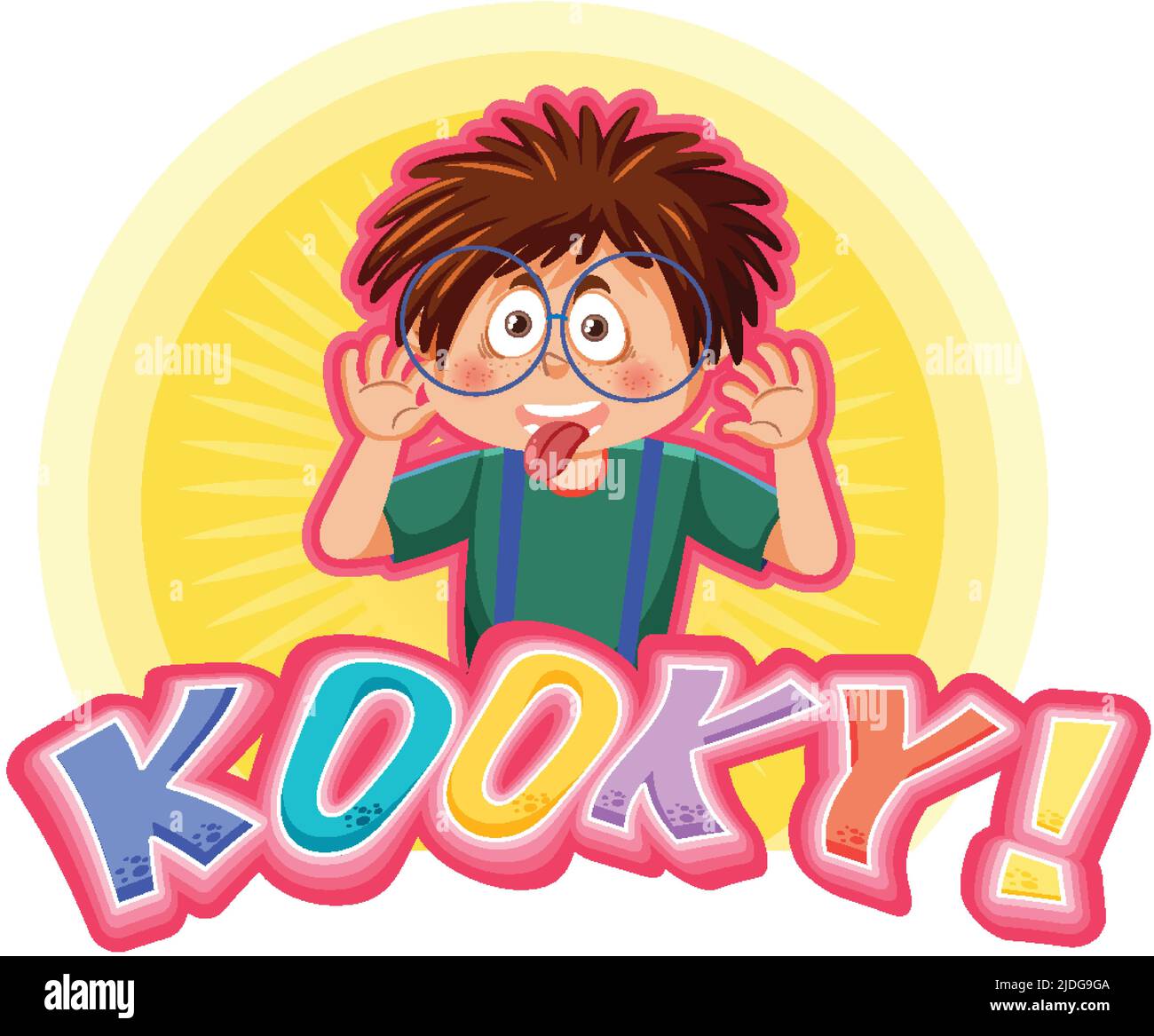 Playful cartoon character with kooky word expression illustration Stock ...