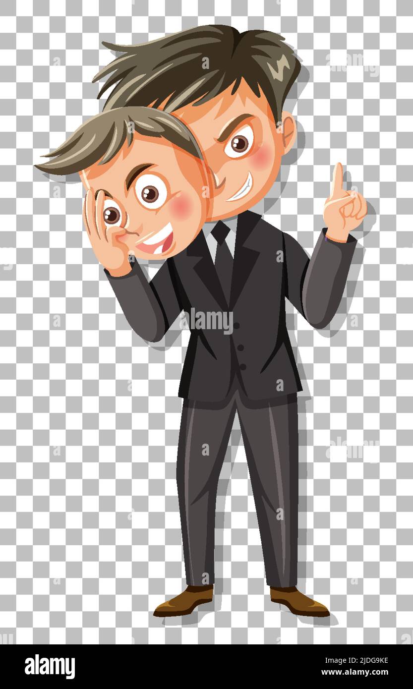 A crafty young man cartoon character on grid background illustration ...