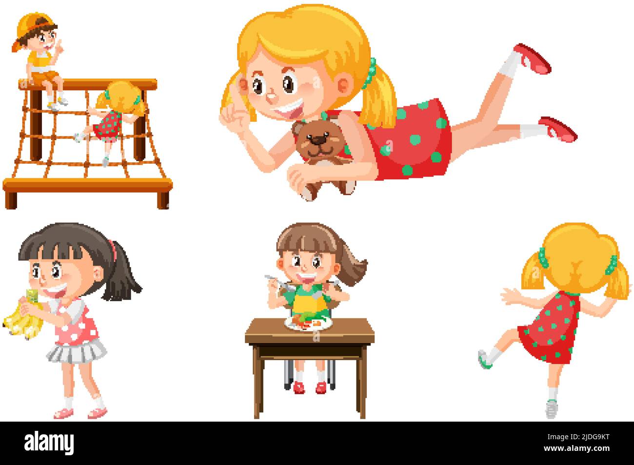 Set of children doing different activities illustration Stock Vector ...