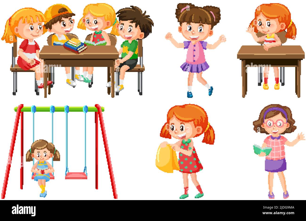 Set of children doing different activities illustration Stock Vector ...