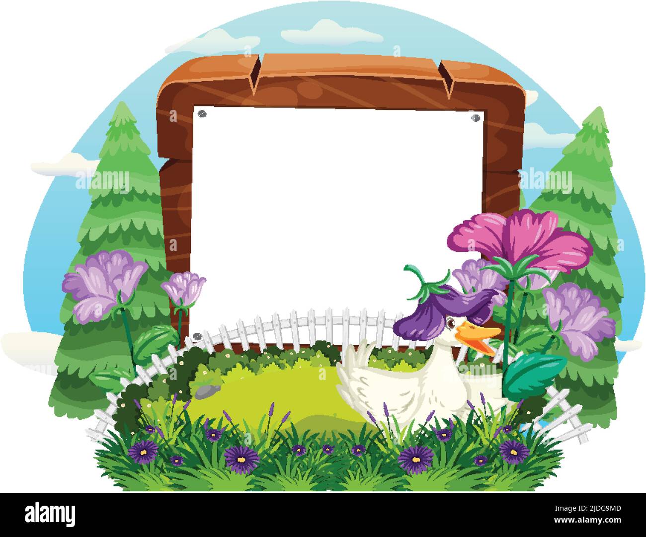Empty board template with cartoon character illustration Stock Vector ...