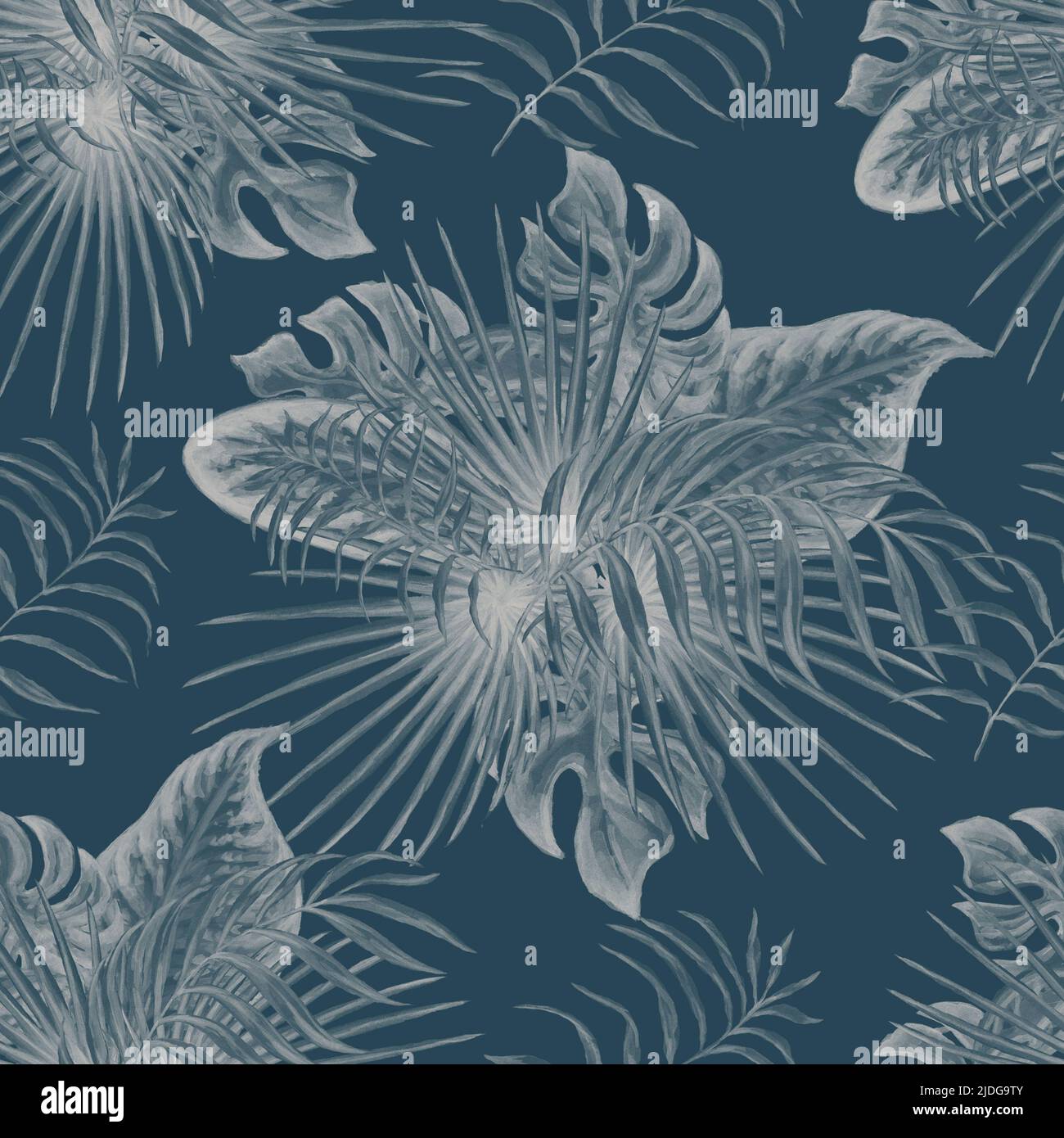 Monstera tropic leaves watercolor illustration hand drawn composition ...