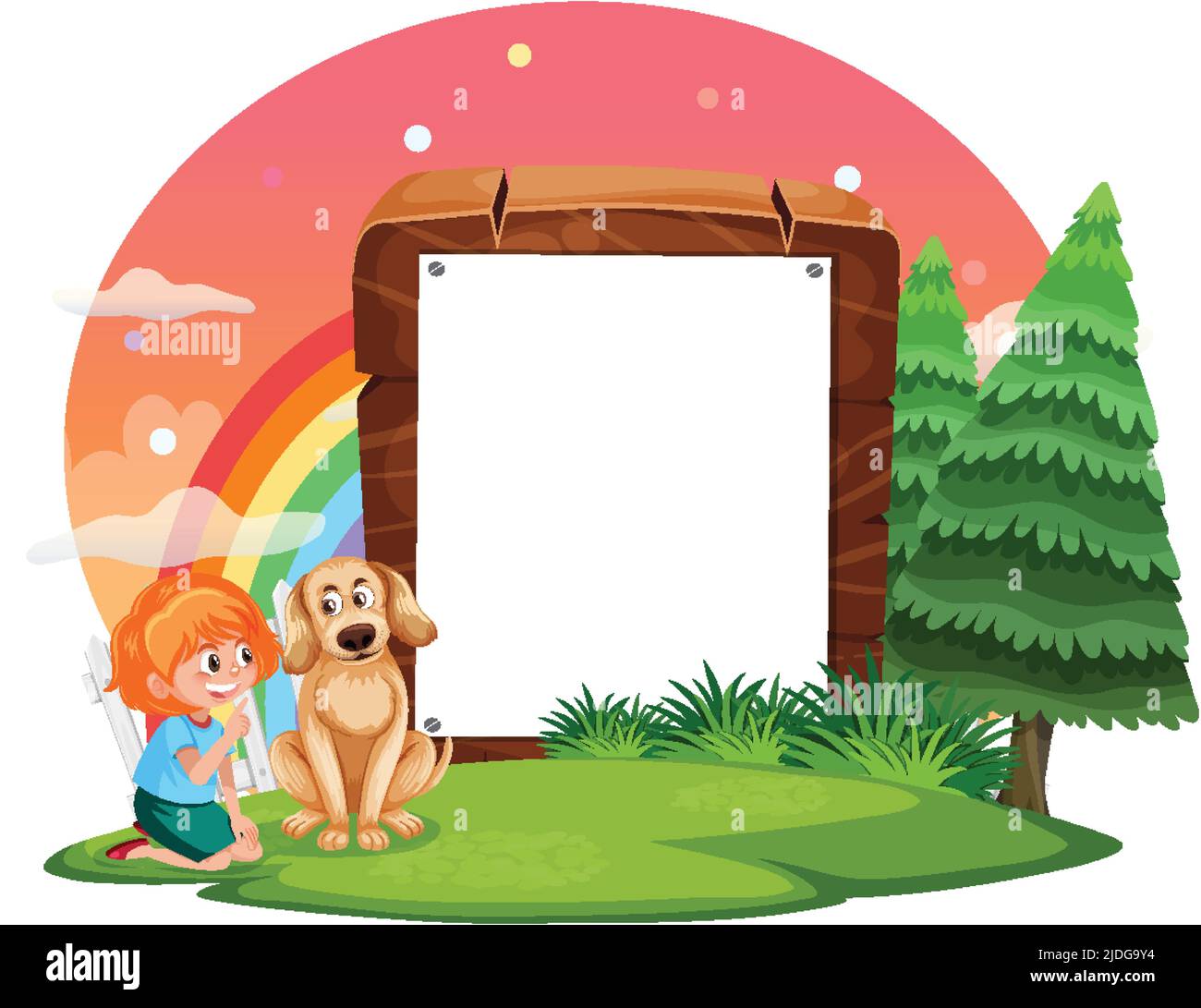 Empty board with cartoon character illustration Stock Vector Image ...