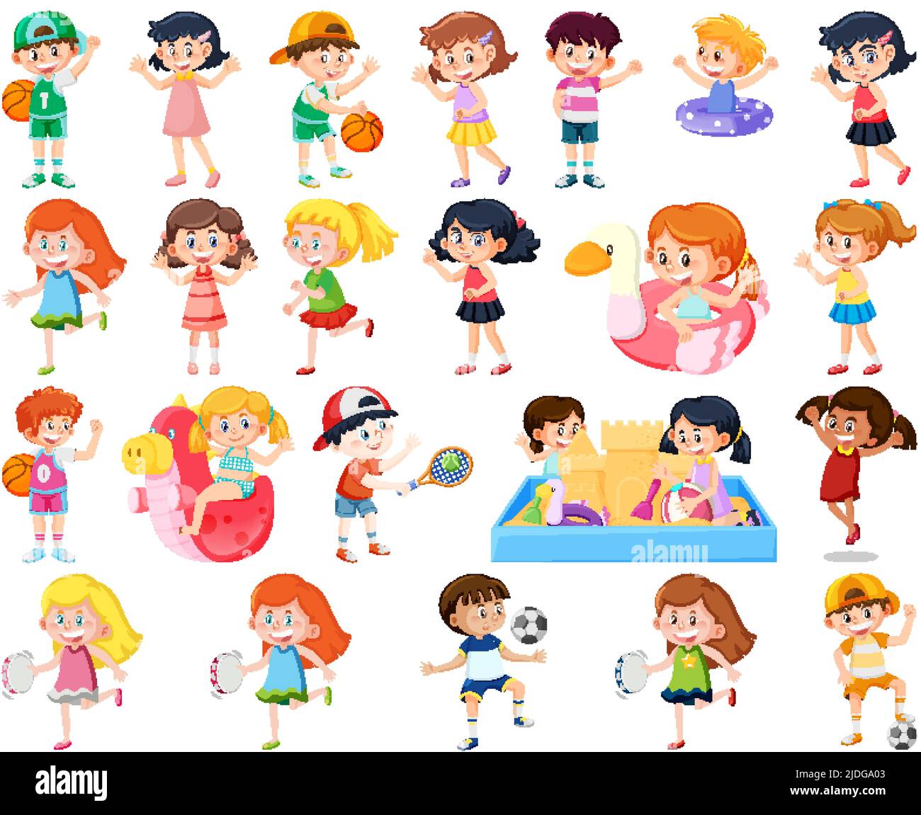 Set of children doing different activities illustration Stock Vector ...