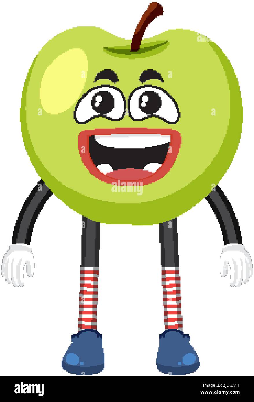 Green apple with facial expression illustration Stock Vector Image ...