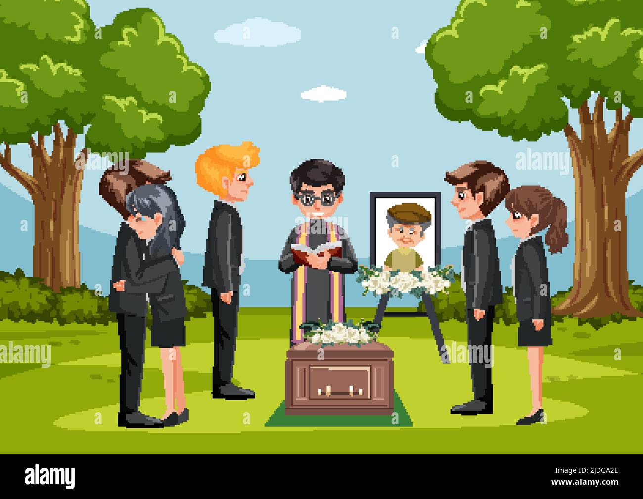 Funeral ceremony in Christian religion illustration Stock Vector Image ...