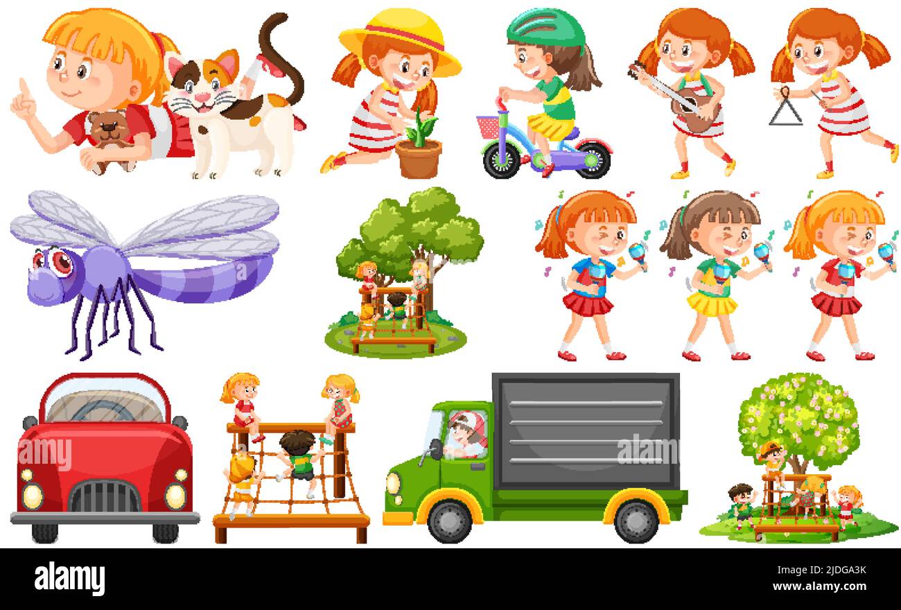 Set of cute kids and objects illustration Stock Vector Image & Art - Alamy