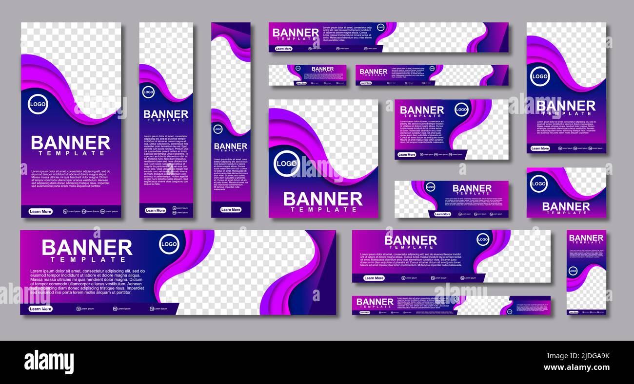 set of creative web banners of standard size with a place for photos ...