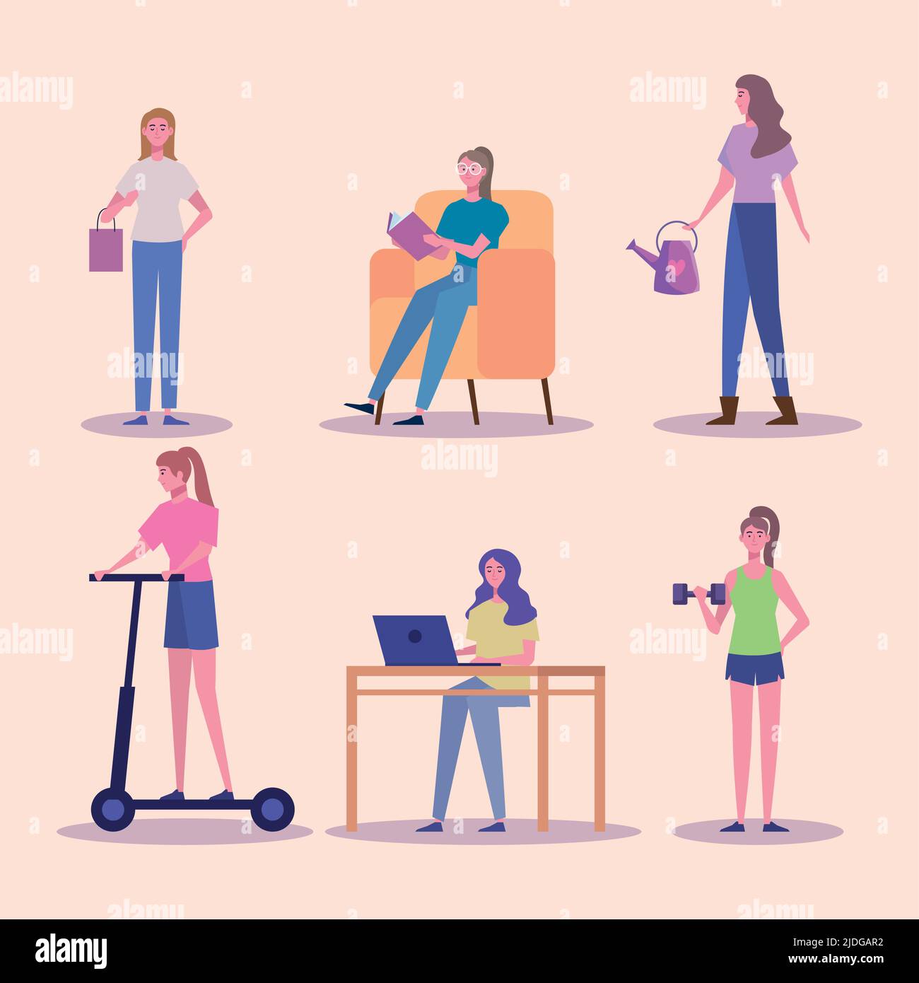 six women practicing activities Stock Vector Image & Art - Alamy