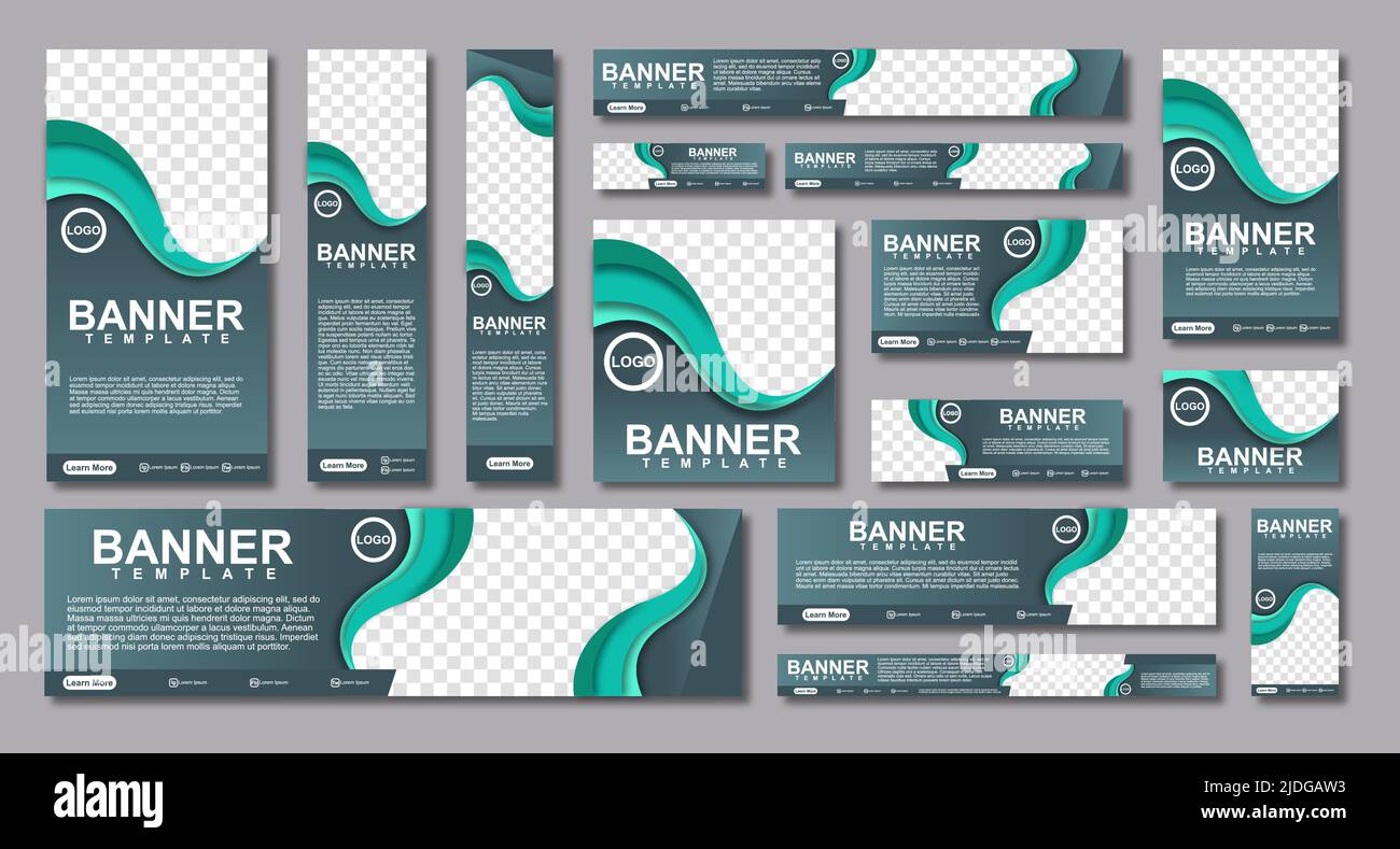 set of creative web banners of standard size with a place for photos ...