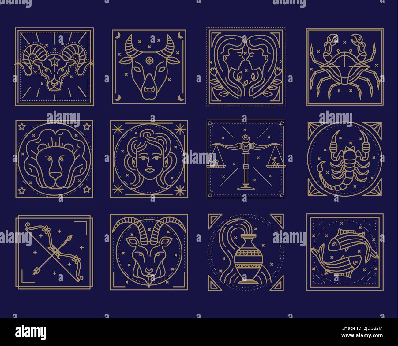 astrology signs twelve icons Stock Vector Image & Art - Alamy