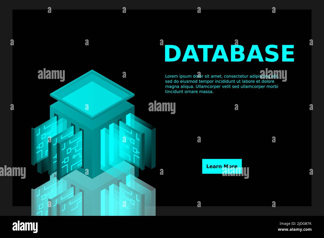 Data center isometric icon, database and cloud data storage concept, PCB slot, server room ...