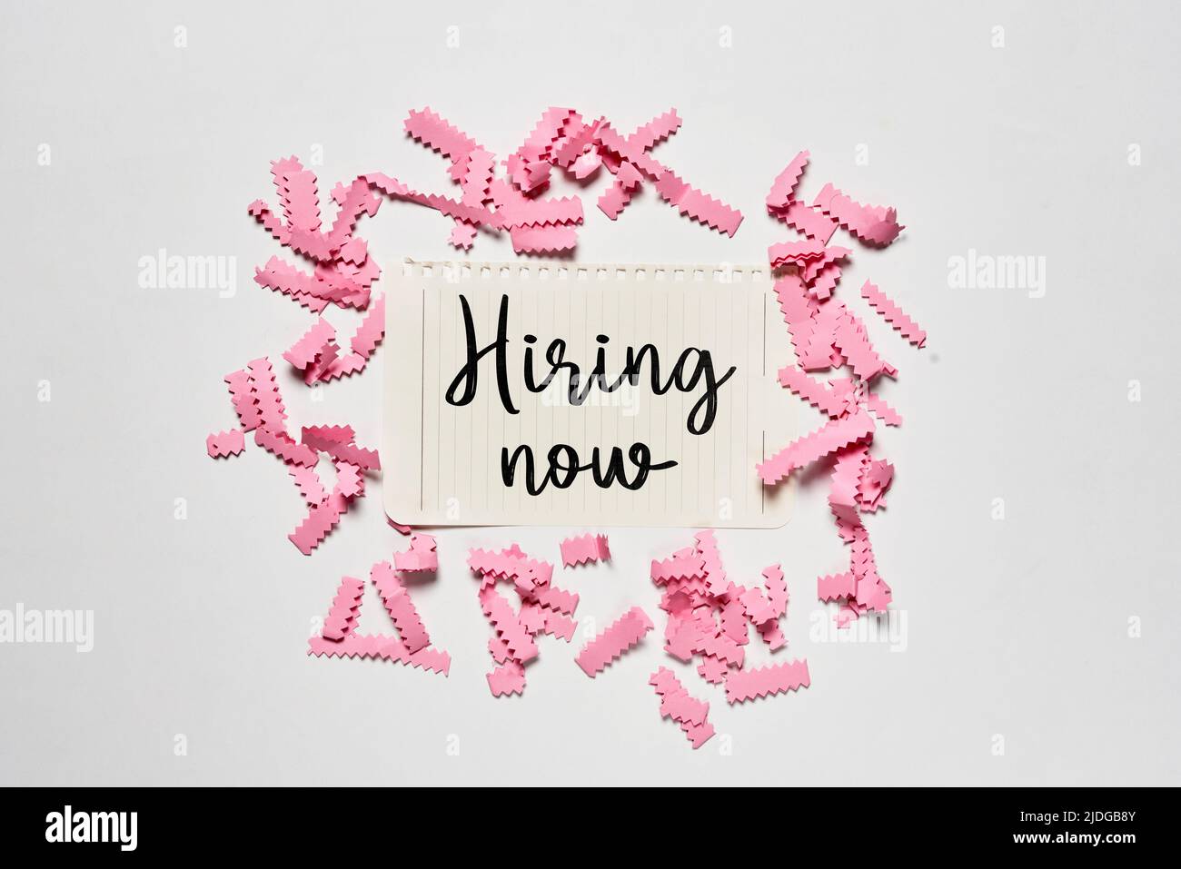 Handwritten text showing We Are Hiring Now. Business concept writing ...