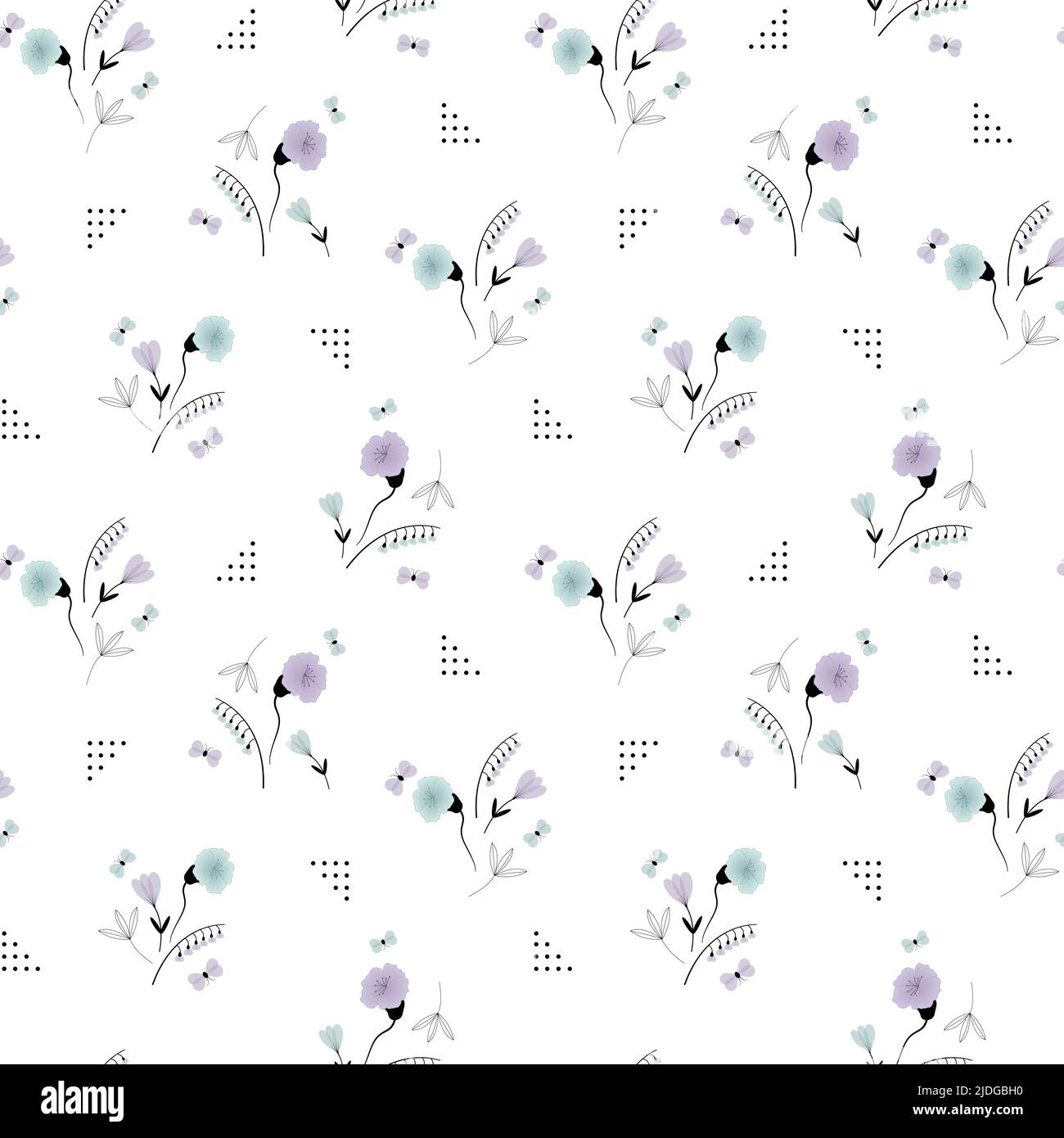 Tiny insects life garden repeat pattern. Vector pattern for fabric ...