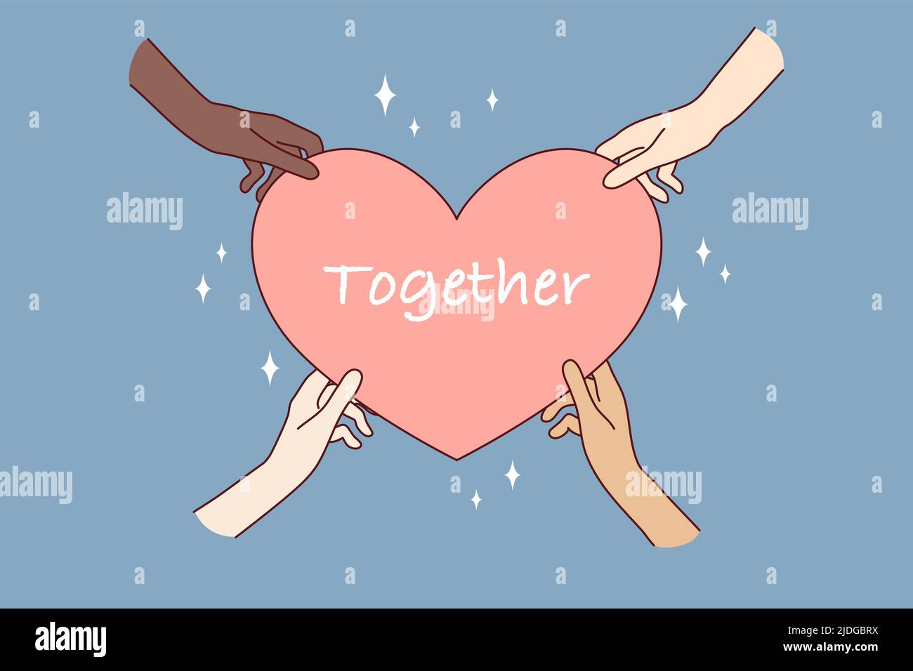 Multiethnic hands holding big heart showing respect and love. Diverse ...