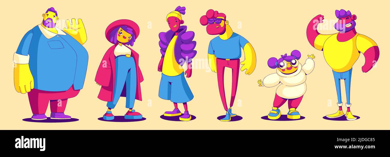 Contemporary art with funny abstract characters. Vector cartoon set of ...