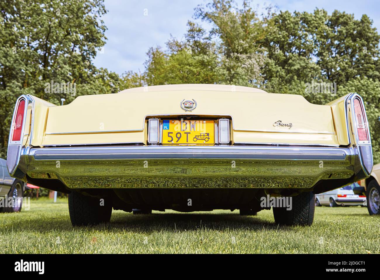 Beige Cadillac Eldorado Biarritz on retro car exhibition. Classic ...