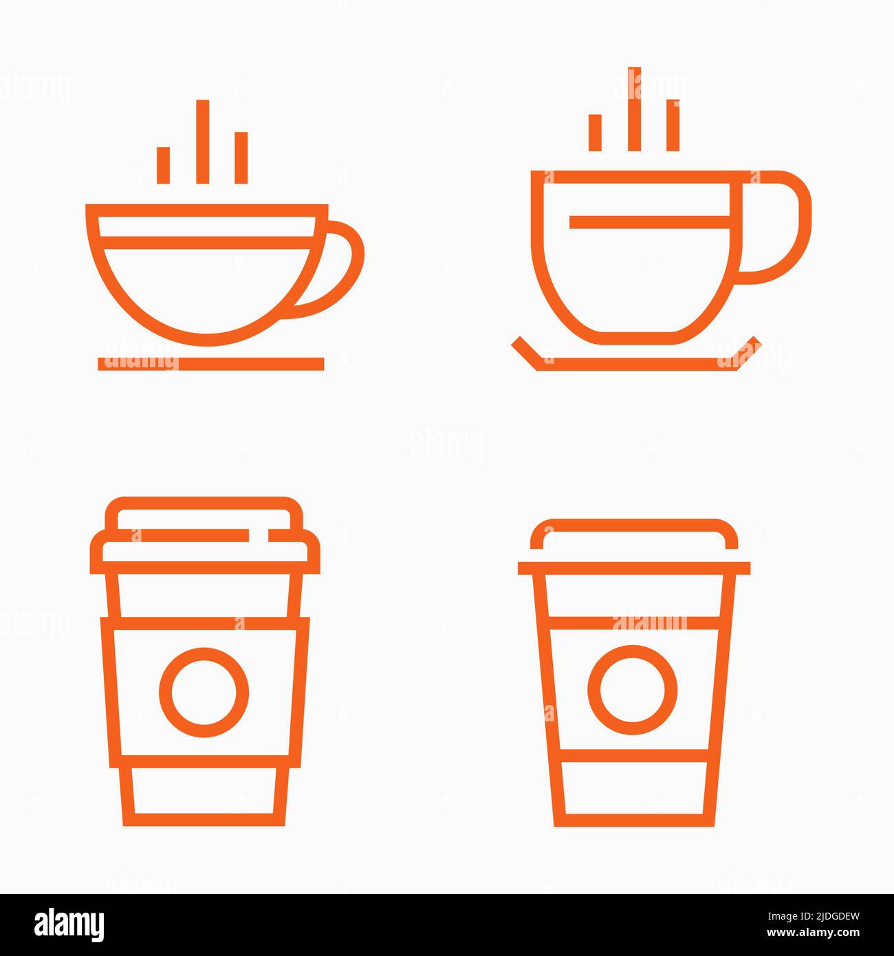 Coffee cup line icon set. Editable stroke. Vector illustration Stock ...