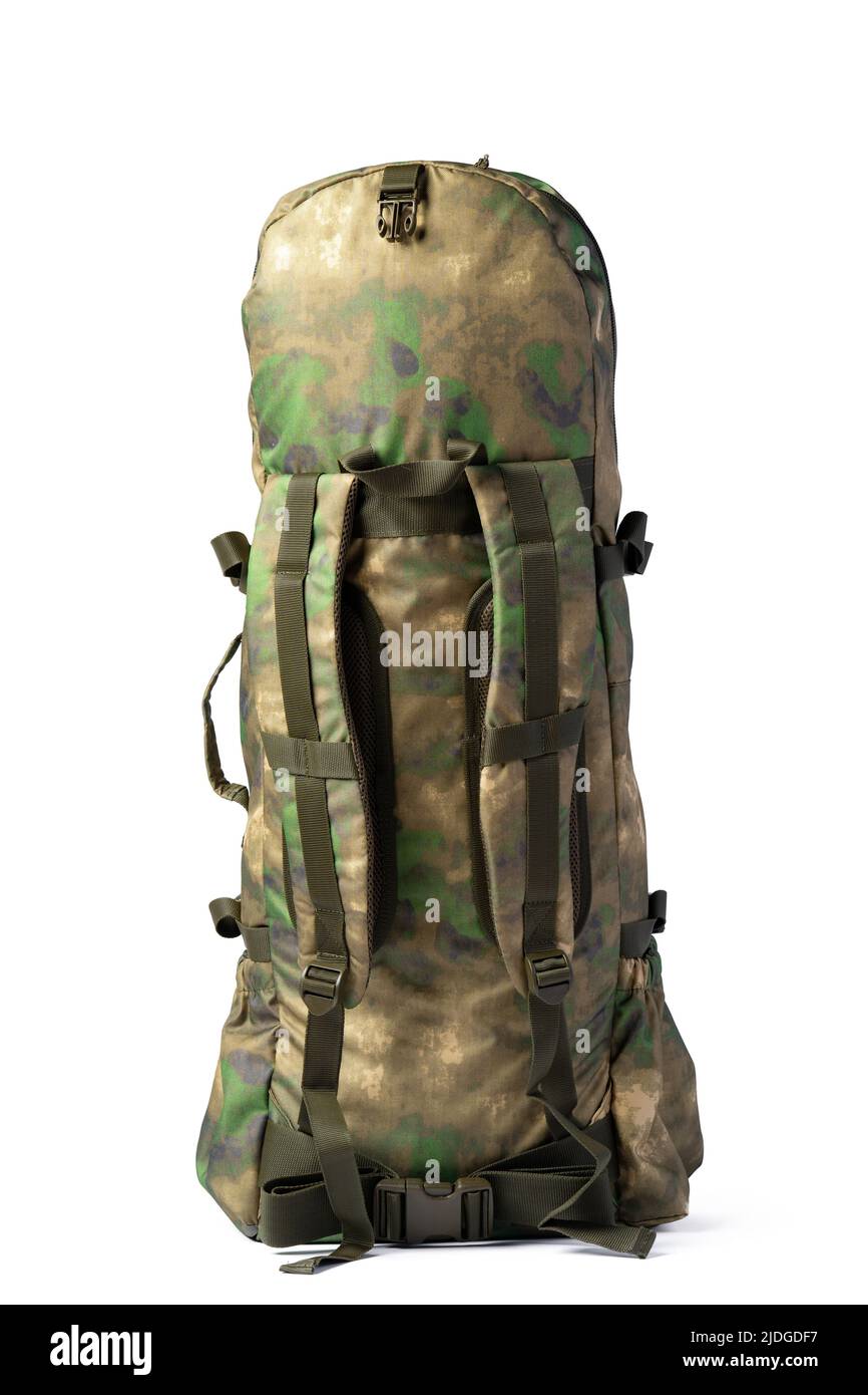 Military backpack isolated on a white background Stock Photo - Alamy