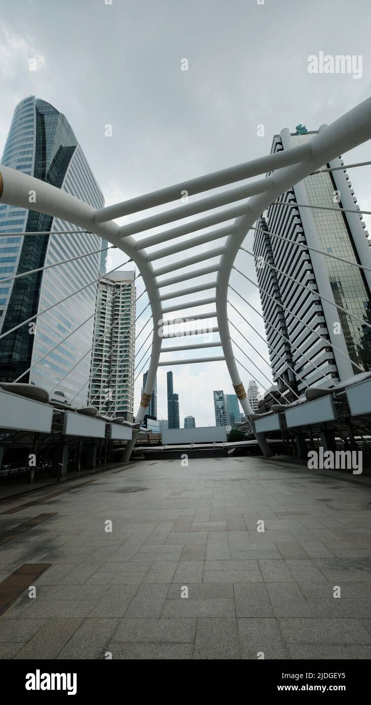 The Chong Nonsi Skywalk and the Canal Park Bangkok Thailand Stock Photo ...