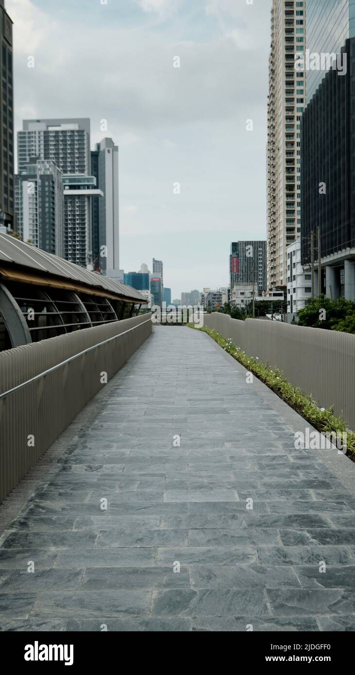 The Chong Nonsi Skywalk and the Canal Park Bangkok Thailand Stock Photo ...