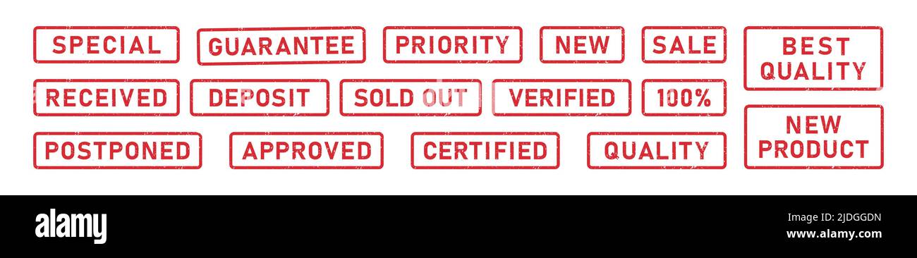 Grunge words approved, received, sold rubber stamps. Guarantee, sale, special sign sticker set ...