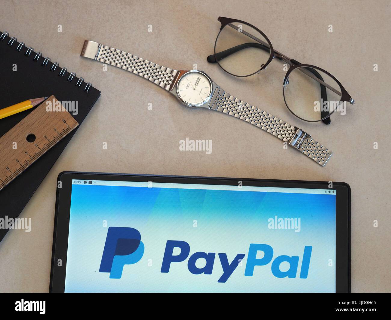 In this photo illustration PayPal Holdings, Inc. logo seen displayed on ...