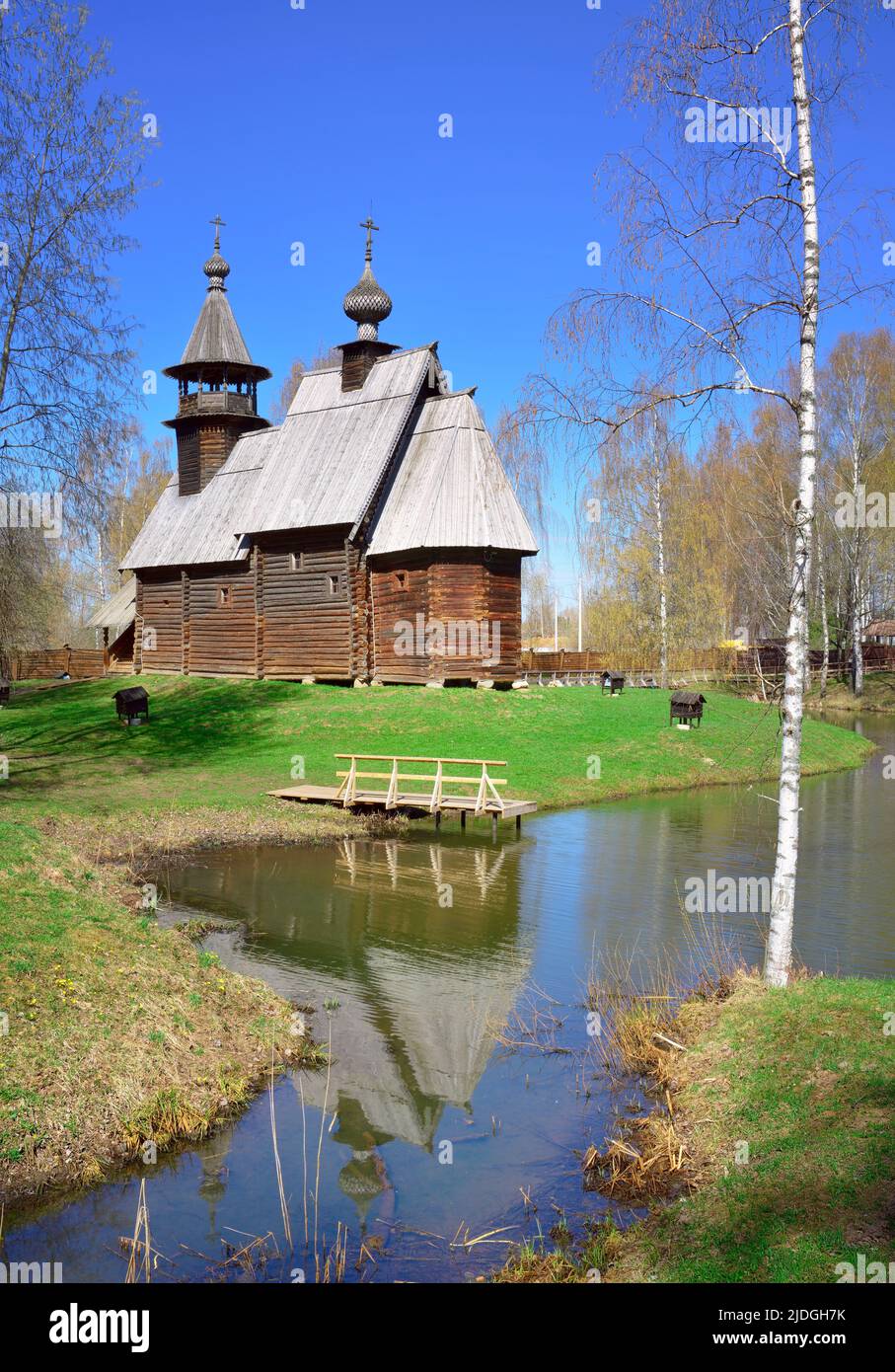 Spasskaya wooden Orthodox Church. A preserved monument of traditional ...